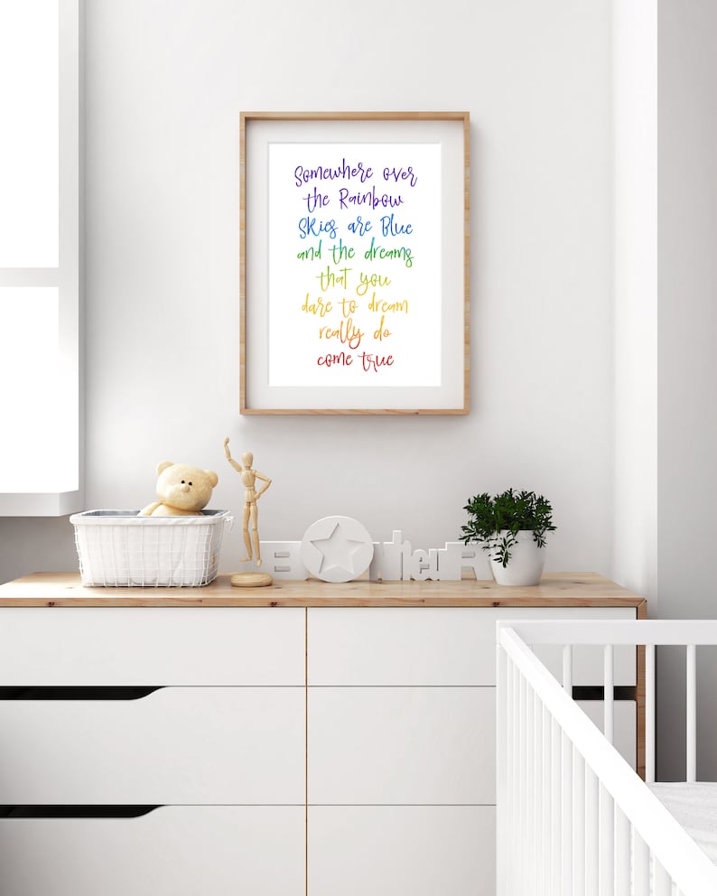 Somewhere Over the Rainbow Art Print Baby Gift Pretty Nursery | Etsy