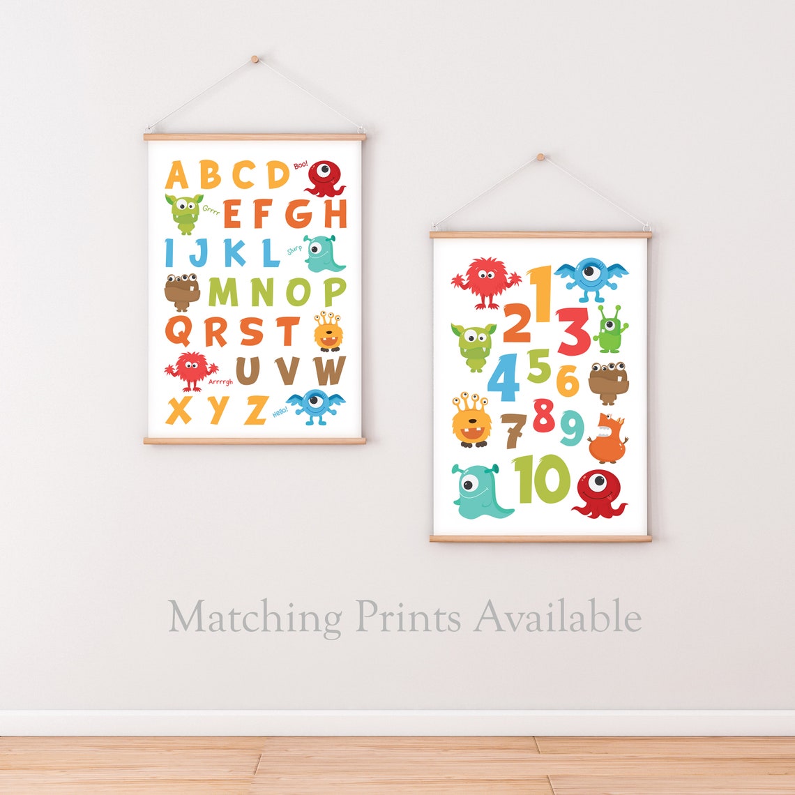 Cute Kids Monster Alphabet Print Colourful Fun ABC Poster - Etsy