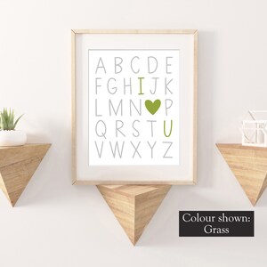 I Heart You U Alphabet Print Custom Colour Bedroom Cute Playroom ...