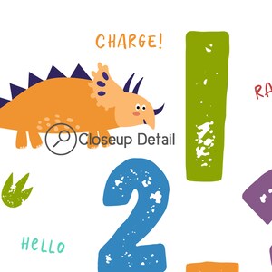 Cute Dinosaur Counting Print Number Poster Playroom Nursery Wall Art ...