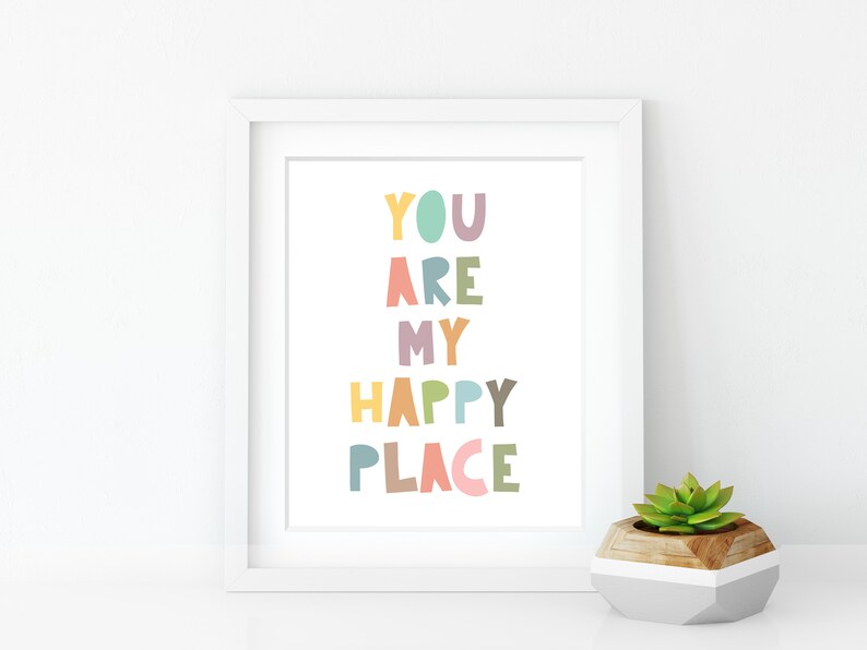 You Are My Happy Place Print Nursery Word Art Decor Playroom | Etsy
