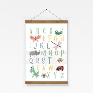 Cute Bug Insect Alphabet Print Toddler Wall Art Nursery Poster Green ...