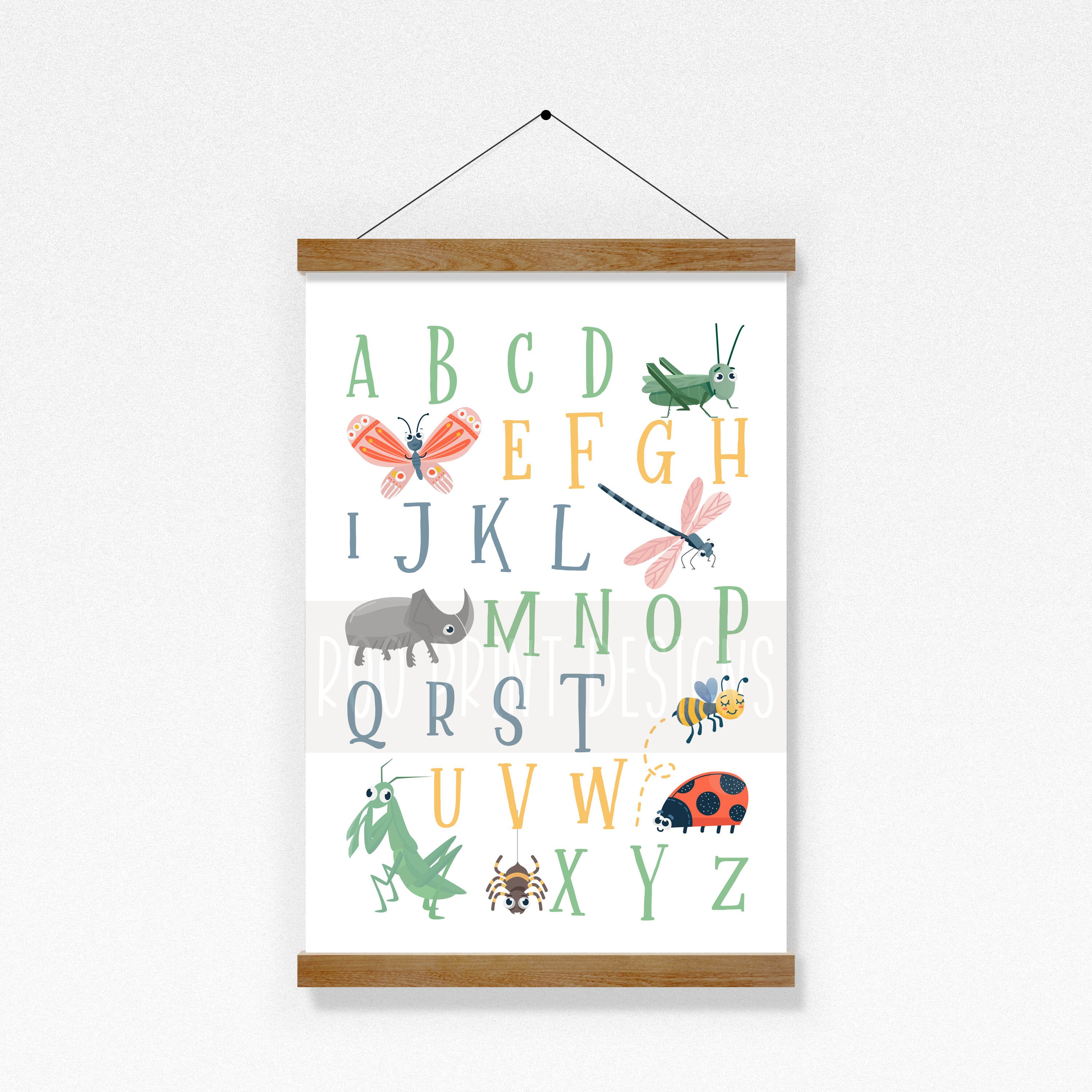 Cute Bug Insect Alphabet Print Toddler Wall Art Nursery Poster | Etsy