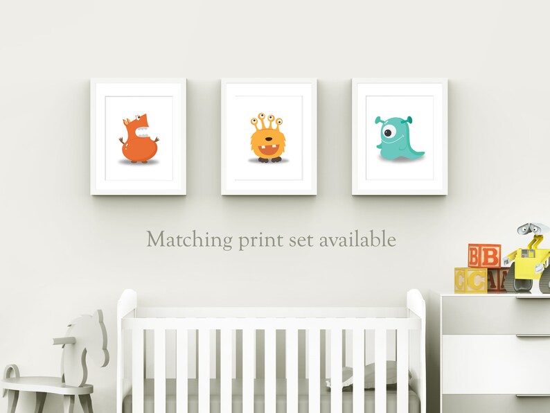 Cute Kids Monster Alphabet Print Colourful Fun ABC Poster Preschool ...