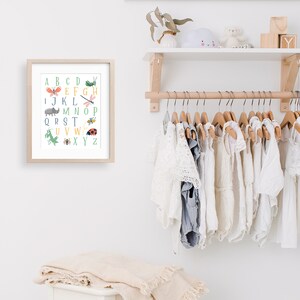 Cute Bug Insect Alphabet Print Toddler Wall Art Nursery Poster Green ...
