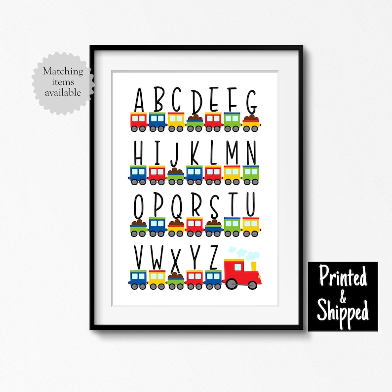 Train Alphabet Print Cute Nursery Wall Art Decor Boys Kids | Etsy