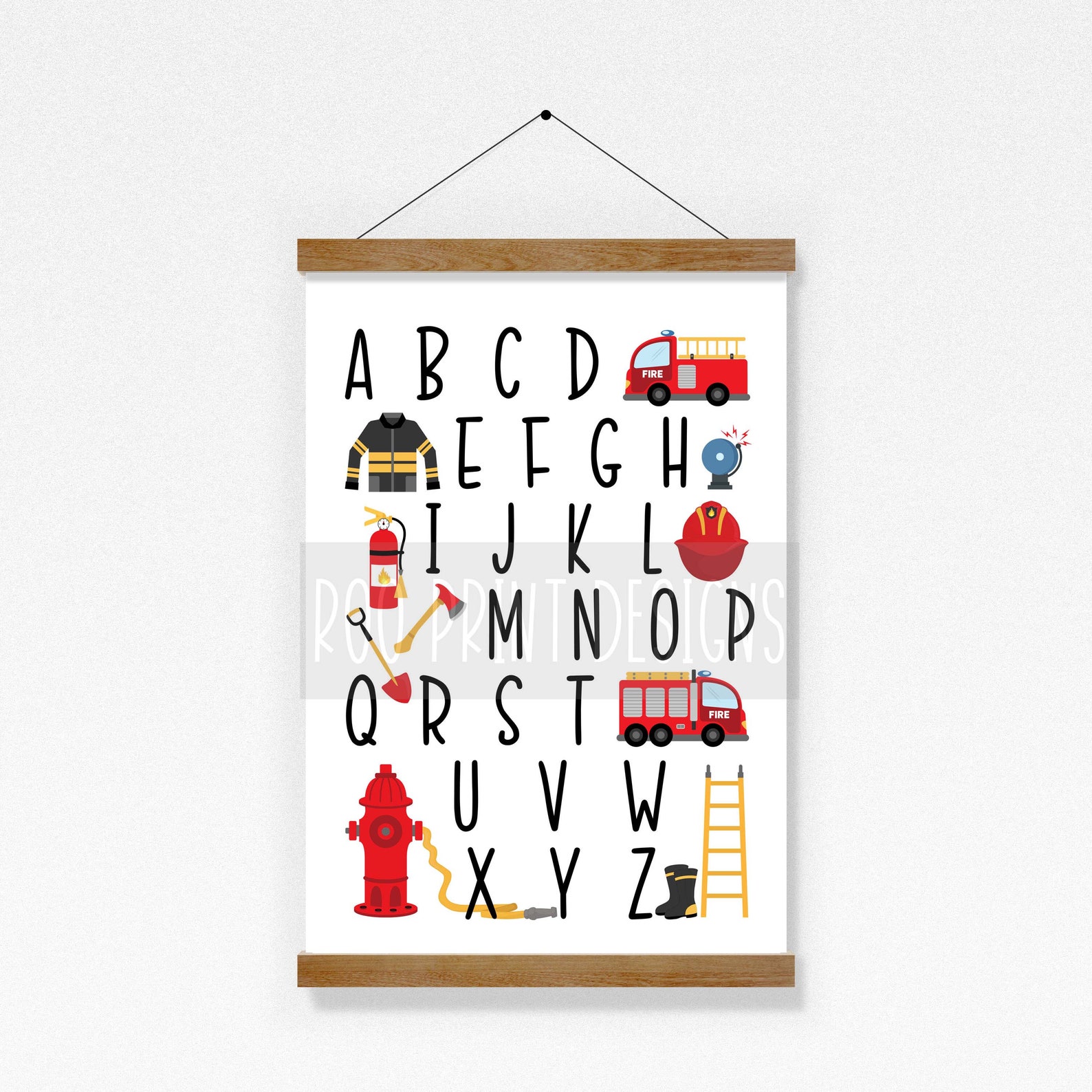 Firefighter Alphabet Print Emergency Fire Truck ABC Nursery - Etsy UK