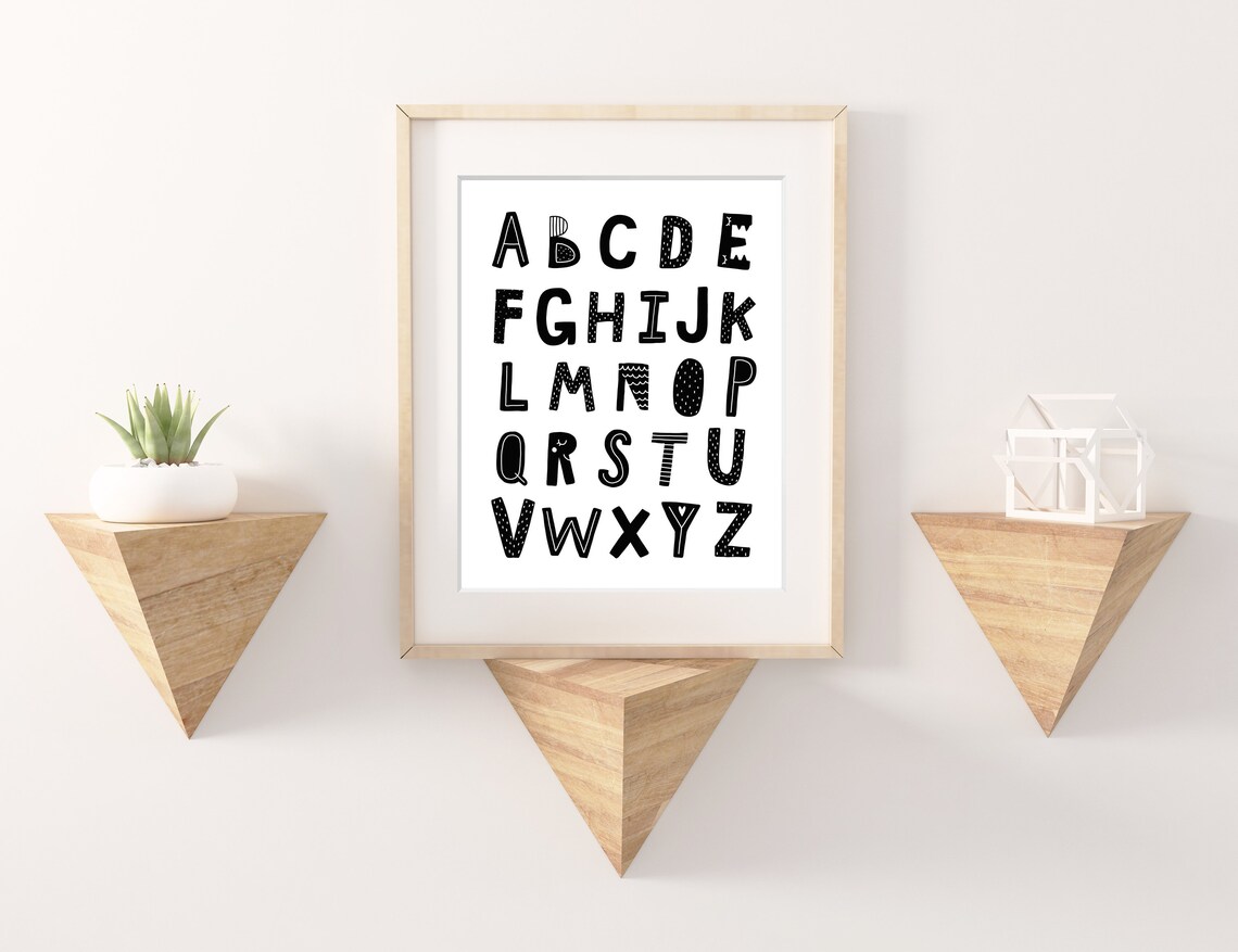 Monochrome Scandi Alphabet Print Boys Girls Kids Toddler | Etsy