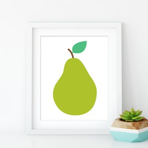 Big Green Pear Print Modern Bright Fruit Nursery Wall Art Decor Baby ...