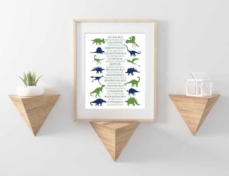 A to Z of Dinosaurs Alphabet Print Personalised ABC Poster Bedroom ...