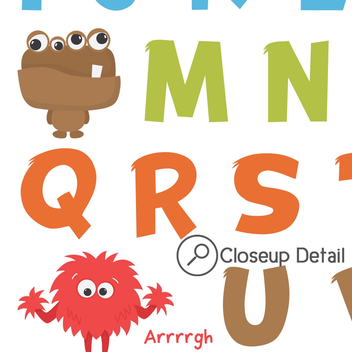 Cute Kids Monster Alphabet Print Colourful Fun ABC Poster - Etsy