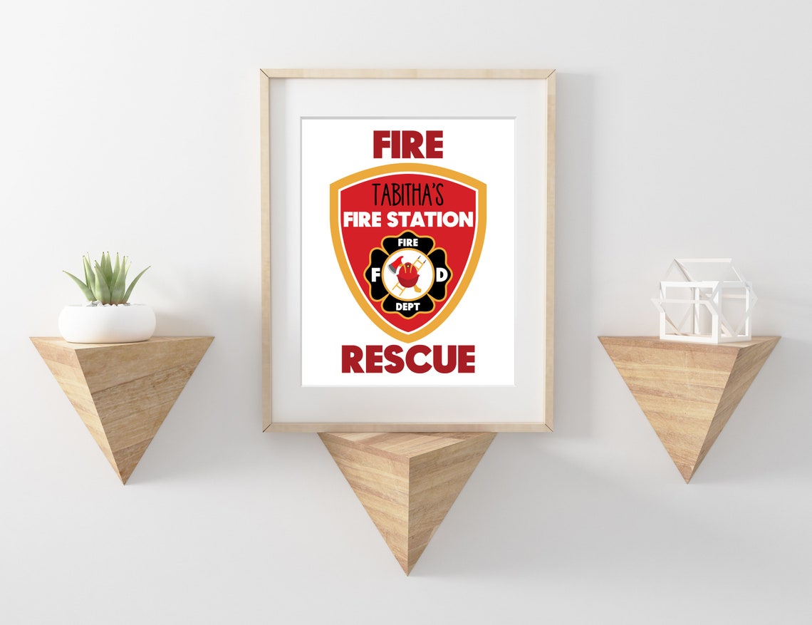 Personalised Fire Fighter Print Cute Fire Department Name Sign | Etsy