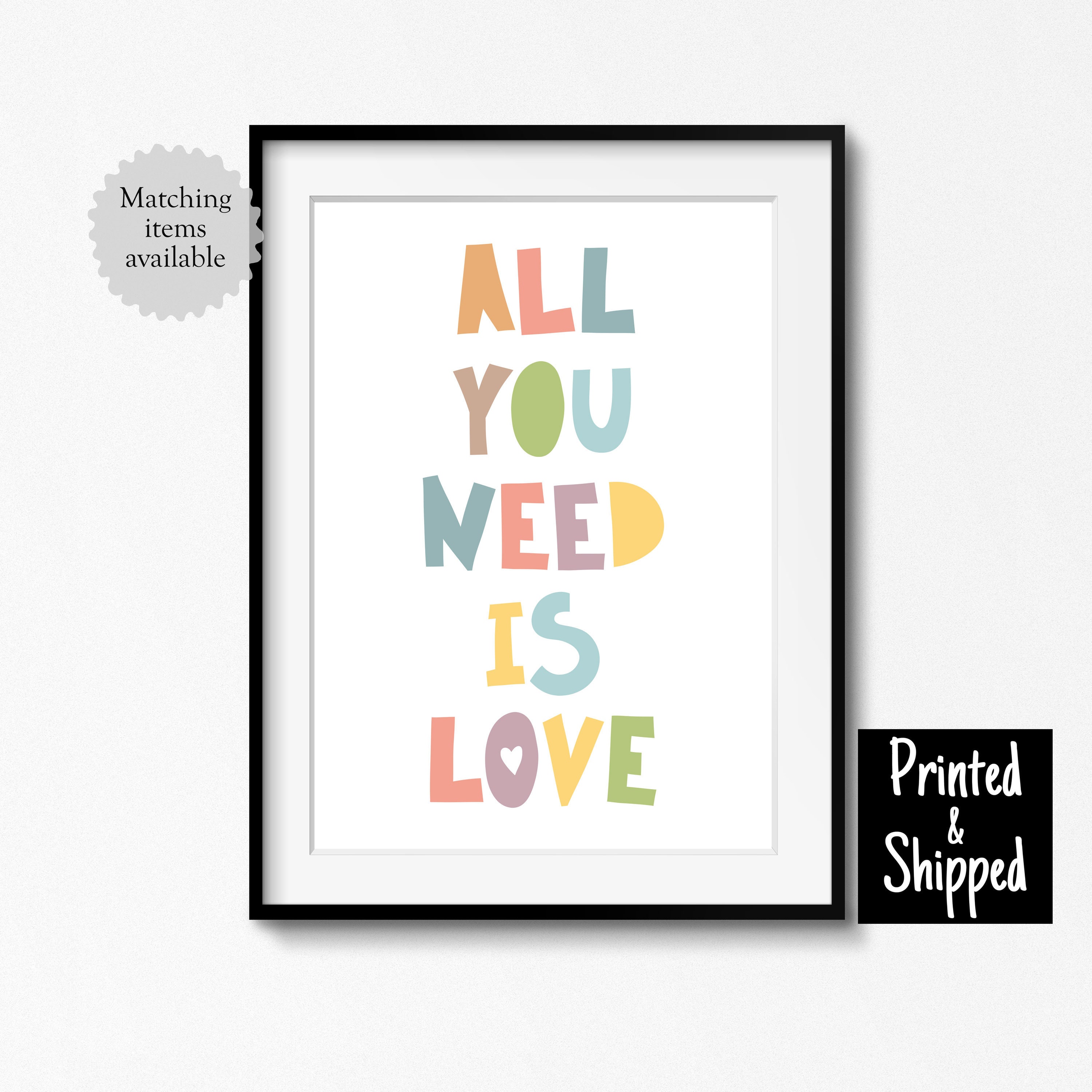 All You Need is Love Print Pastel Nursery Word Art Kids - Etsy UK