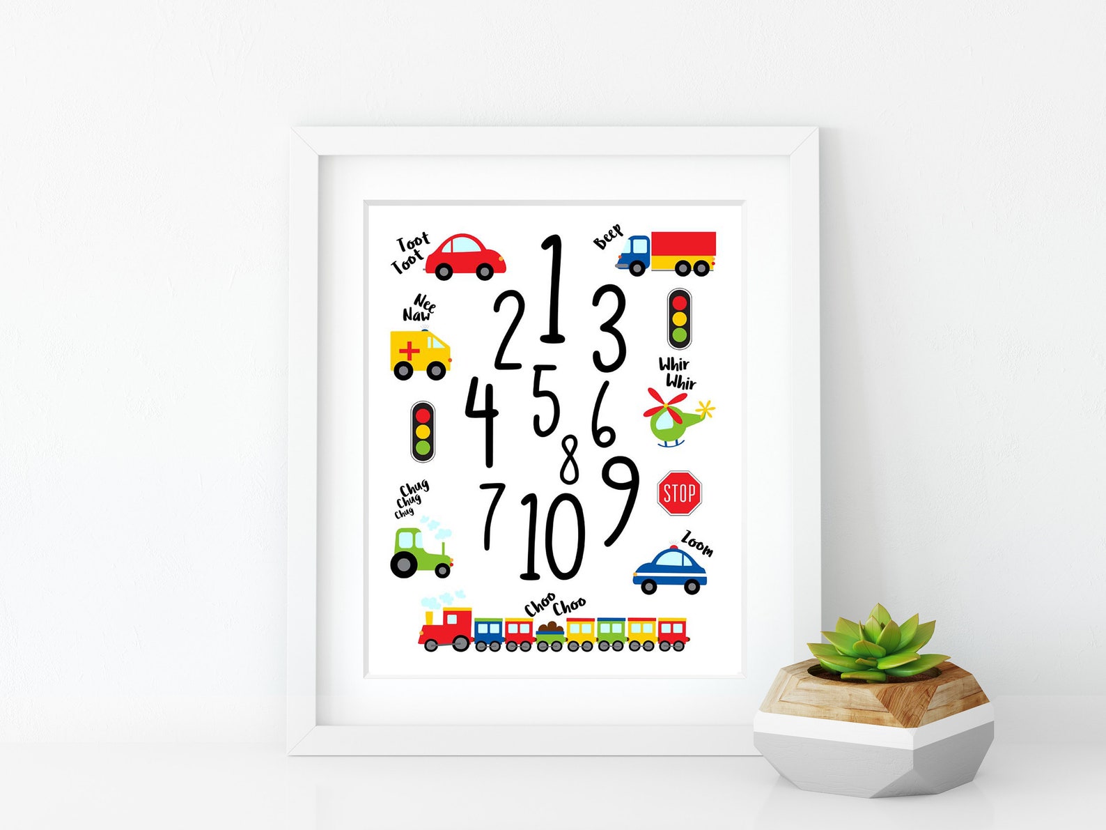Transport Numbers Print Counting Transportation Nursery Wall | Etsy