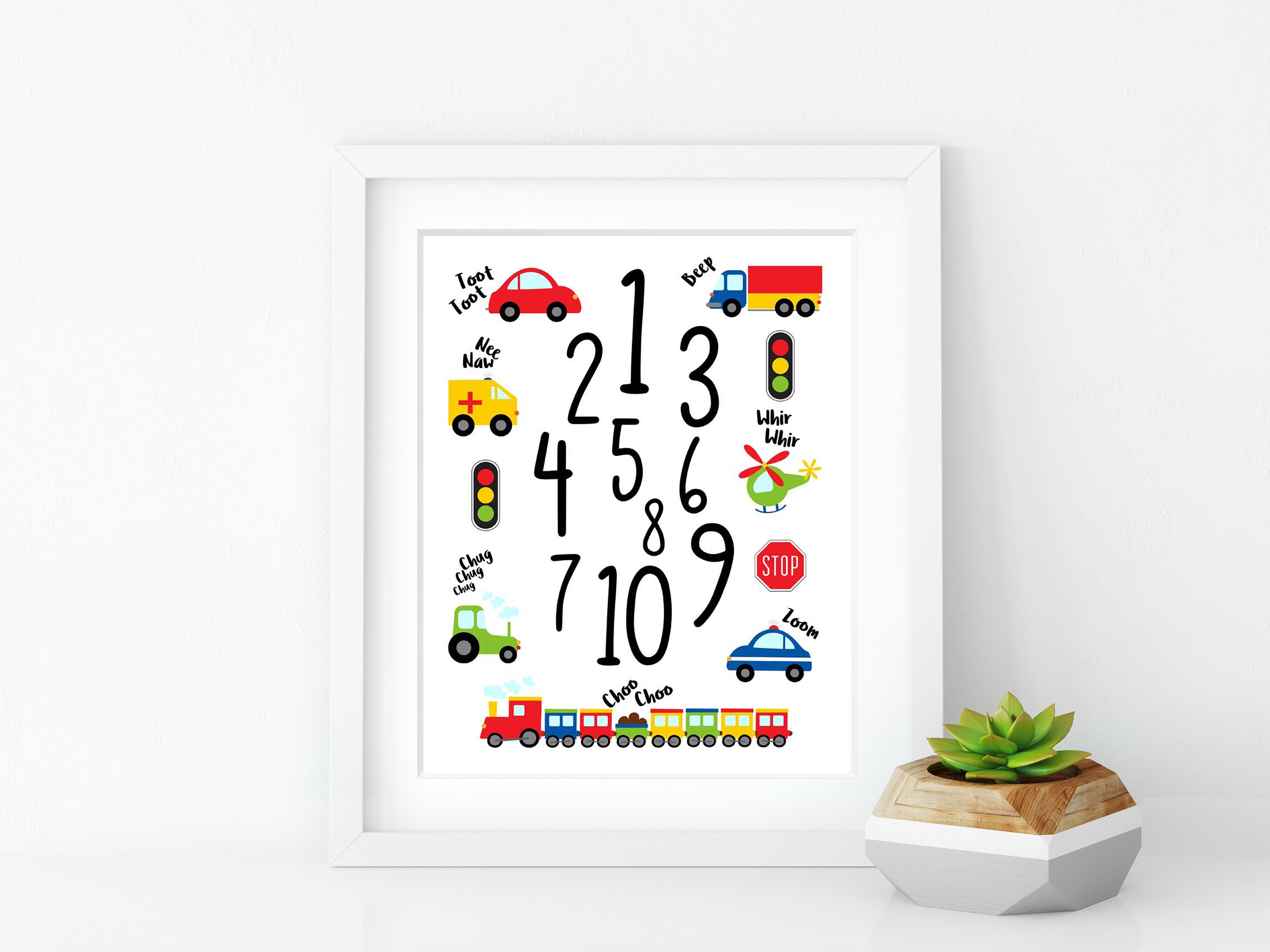 Transport Numbers Print Counting Transportation Nursery Wall | Etsy