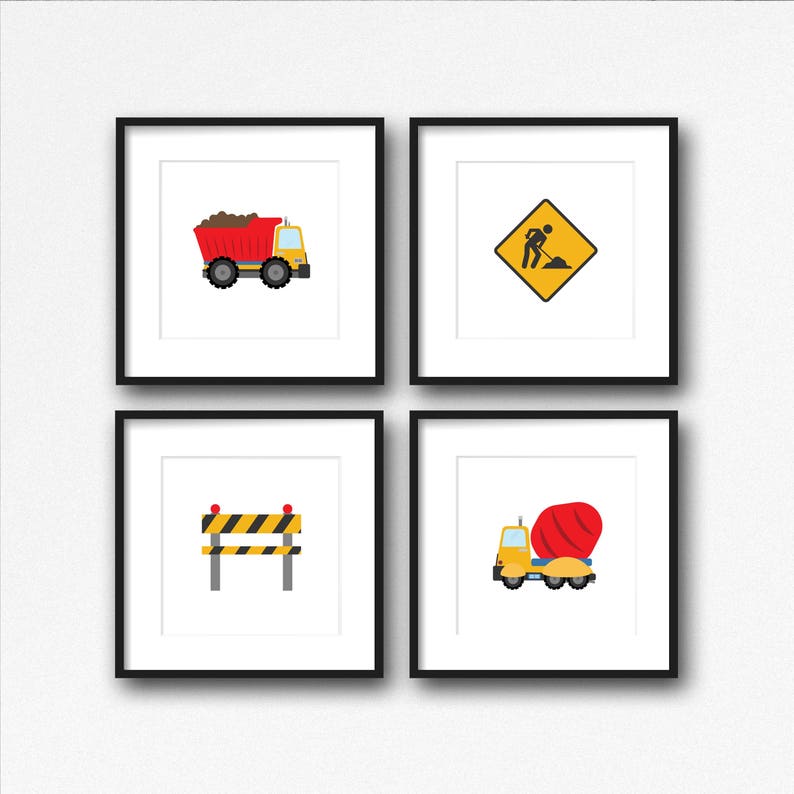 Construction Print Set Cute Building Nursery Wall Art Prints - Etsy