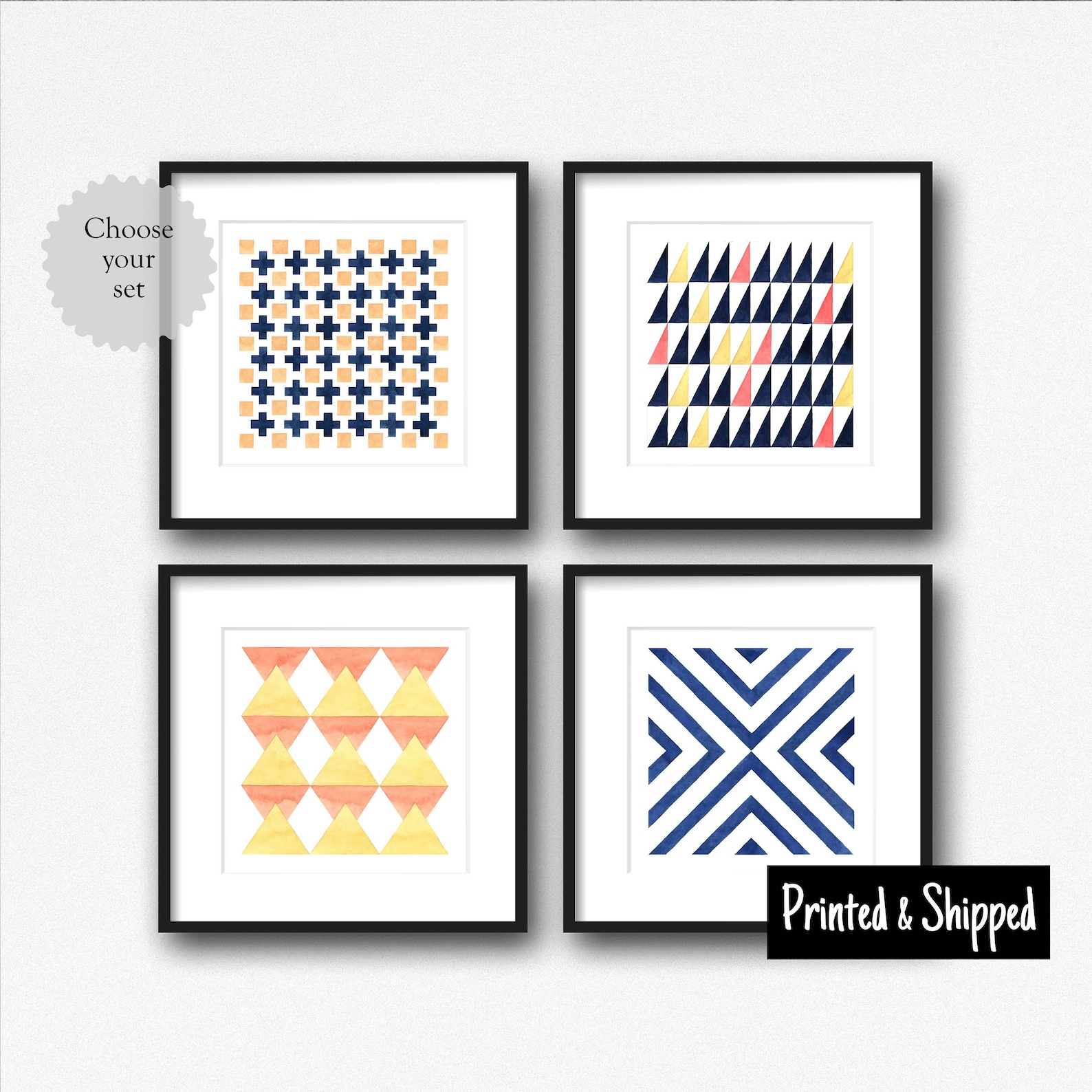 Abstract Square Geometric Prints, Minimalist Minimal Simple Colourful ...