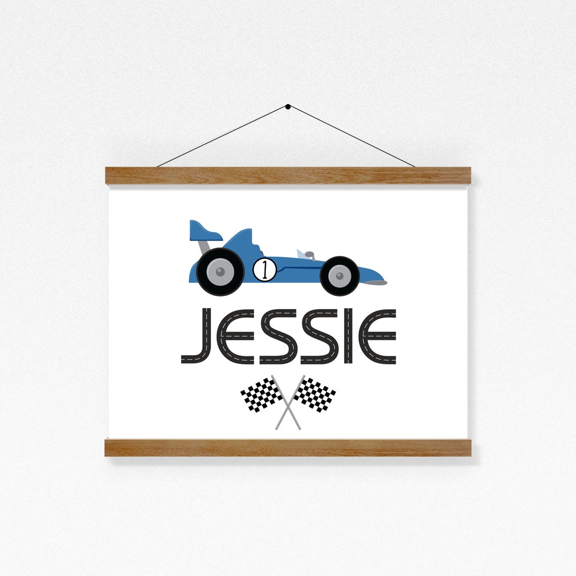Racing Car Name Print Personalised Race Car Gift Colourful | Etsy
