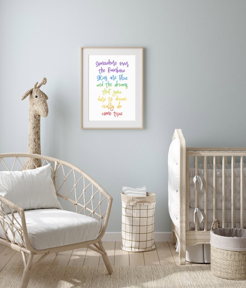 Somewhere Over the Rainbow Art Print Baby Gift Pretty Nursery | Etsy