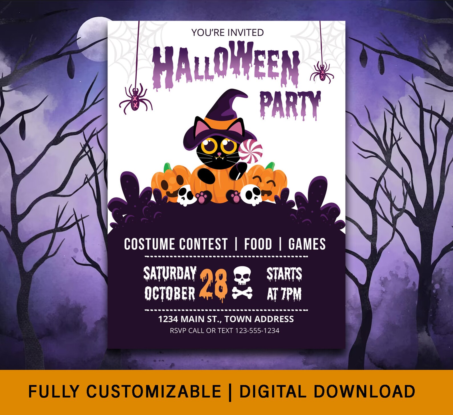Kids Halloween Party Invitation, Custom Halloween Party Digital ...