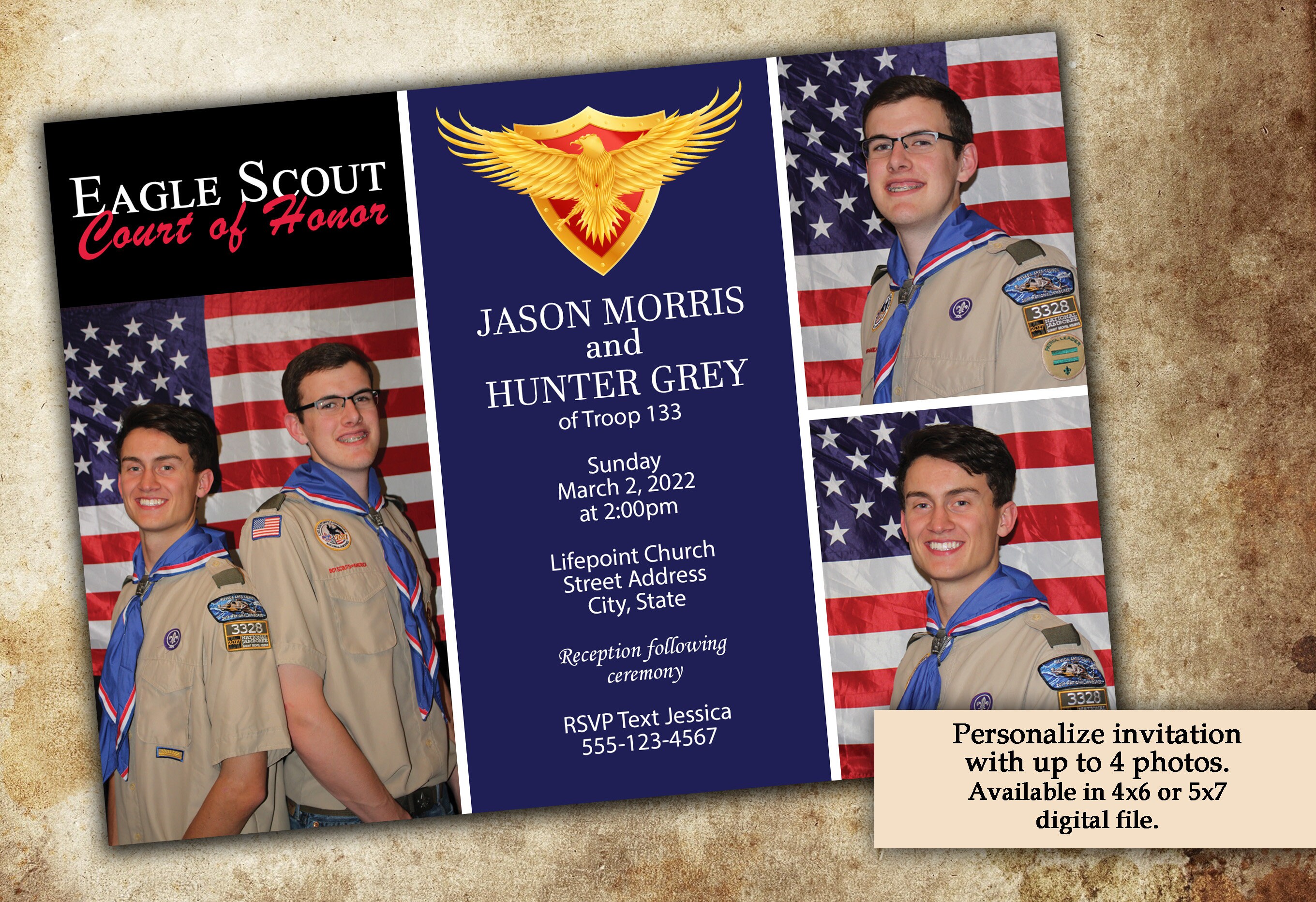 Eagle Scout Court Of Honor Invitation Canva Template Printable 