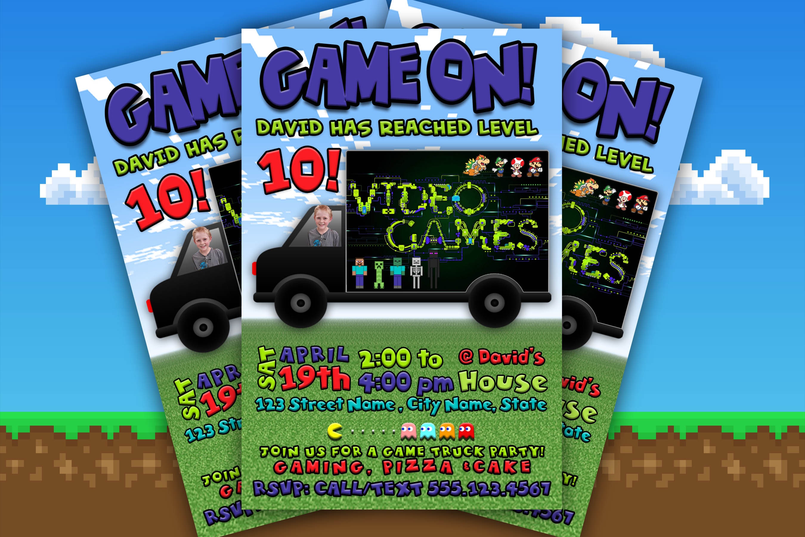 Game Truck Birthday Party Invitation, Video Game Birthday Invitation ...