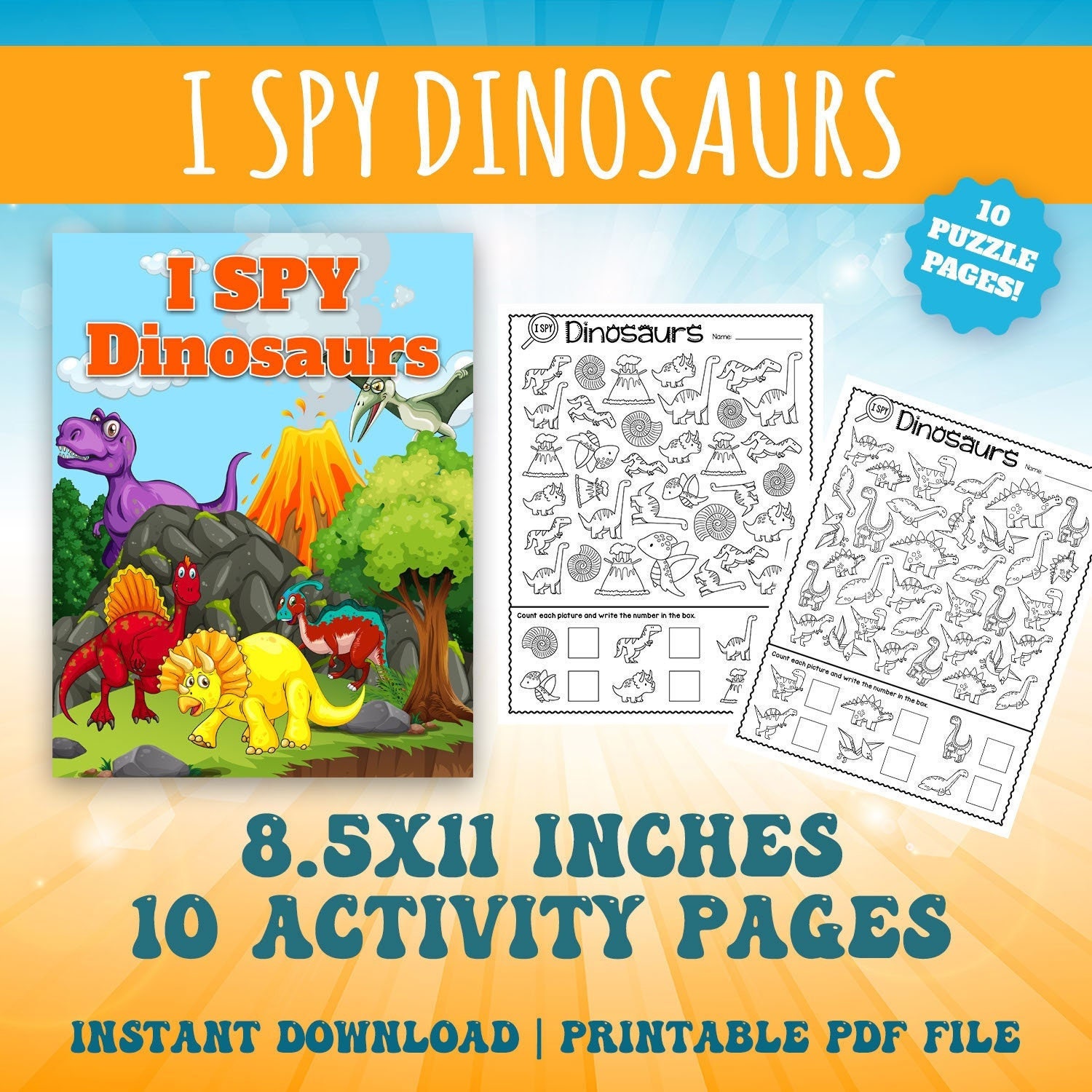 Dinosaur I Spy Activity Book for Kids Engaging and Fun Search and Find ...