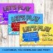 Playdate Kids Business Card, Play Date Calling Card, Let's Play Contact ...