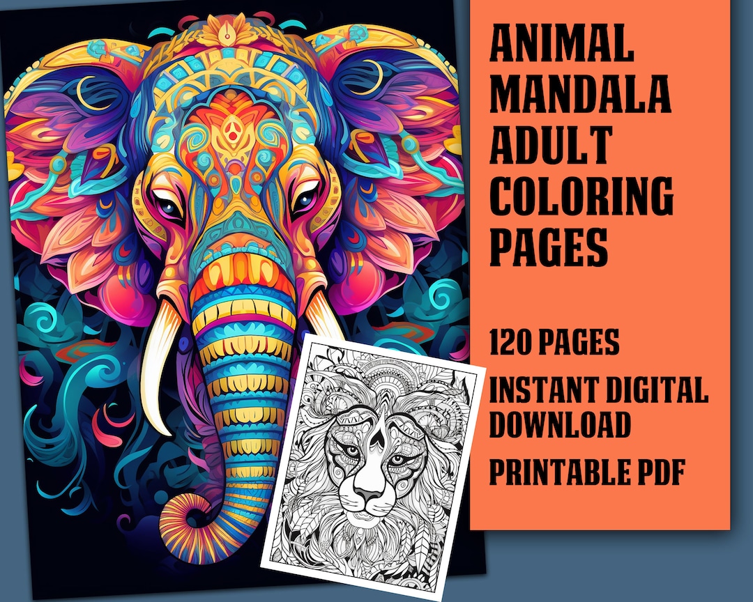 Animal Mandala Coloring Pages, Adult Coloring Pages, Printable, Instant ...