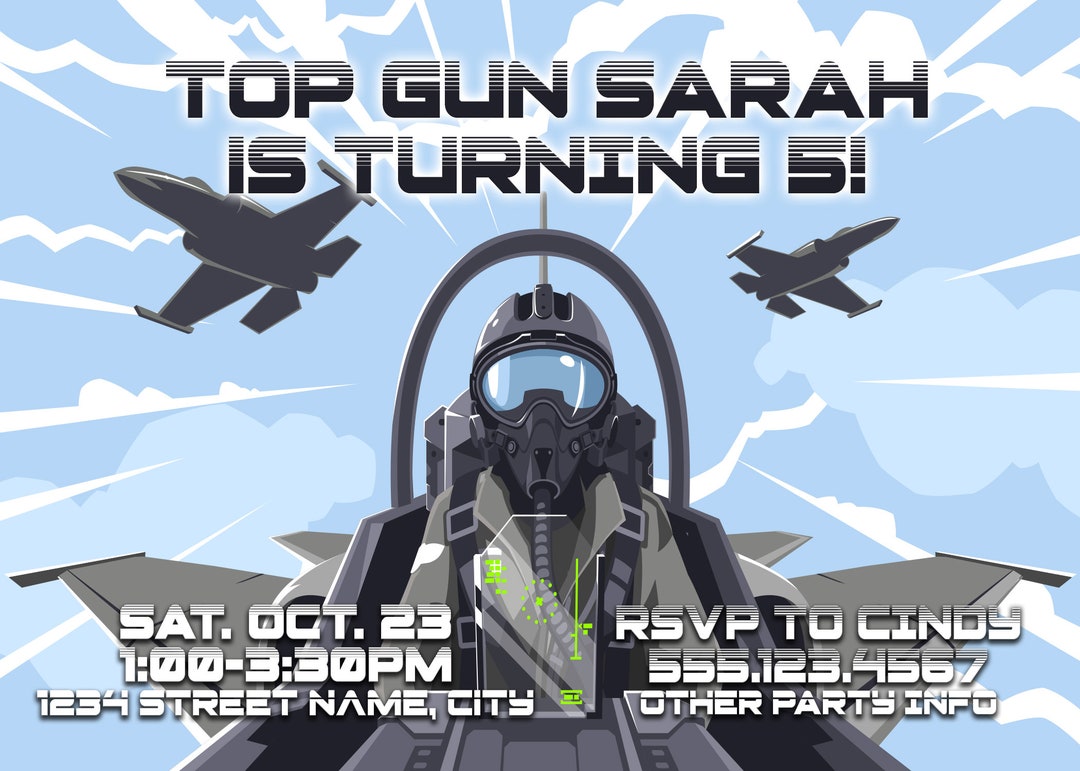 Top Gun Party Invitation, Top Gun Birthday, Fighter Jet Birthday Party ...