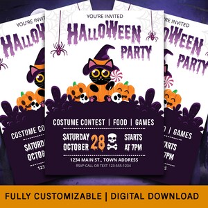 Kids Halloween Party Invitation, Custom Halloween Party Digital ...
