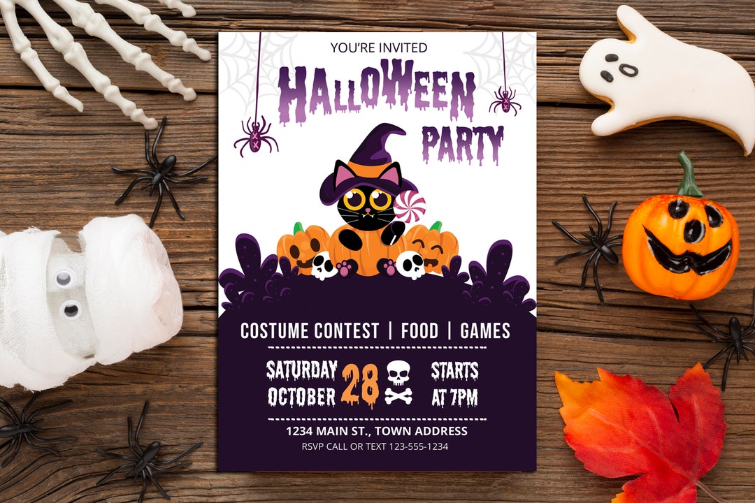 Kids Halloween Party Invitation, Custom Halloween Party Digital ...