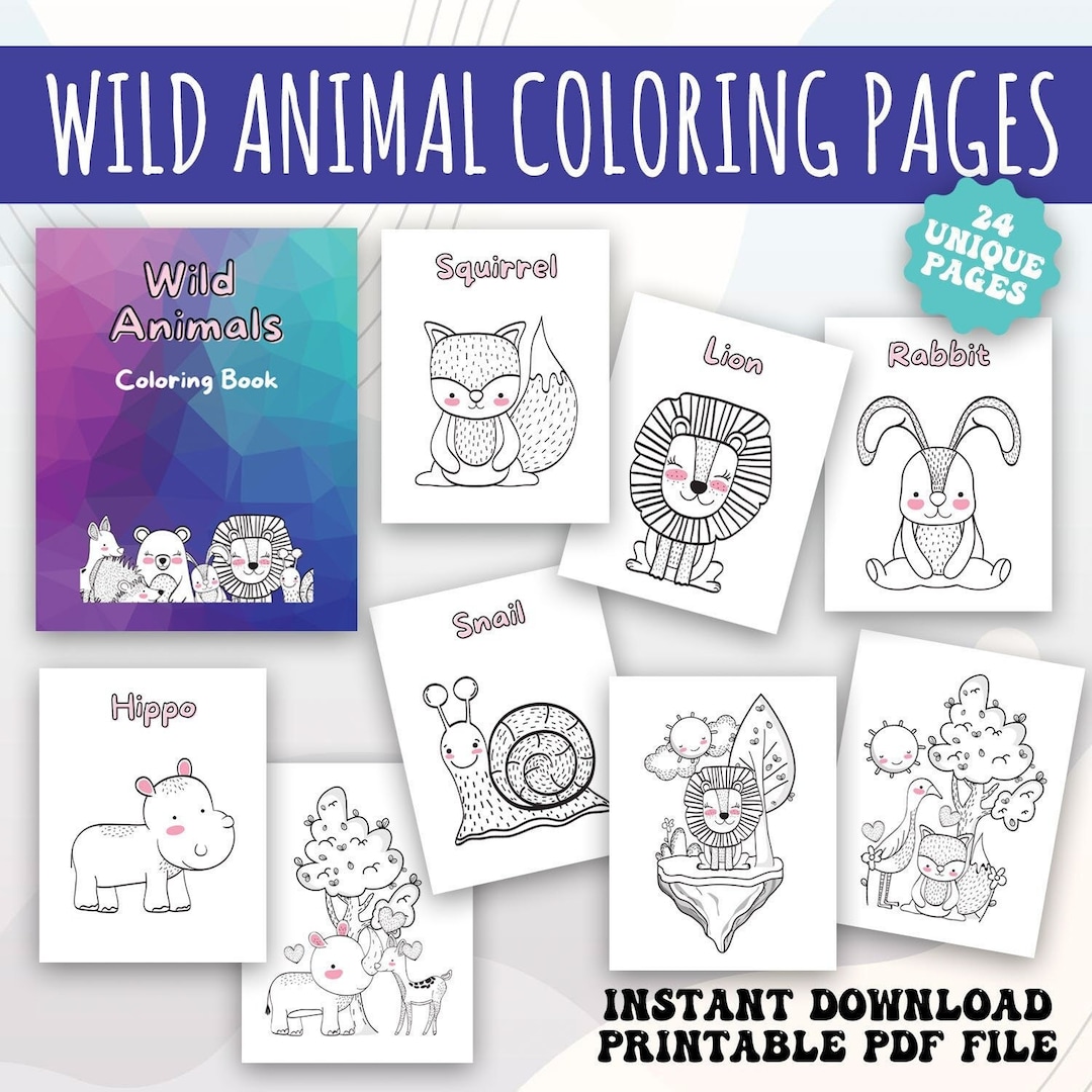 25 Printable Wild Animal Coloring Pages, Instant Download, Coloring ...