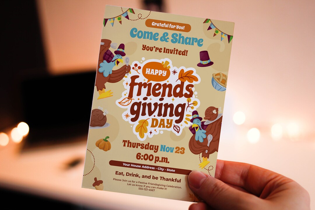 Friendsgiving Party Invitation, Custom Thanksgiving Friends Party ...