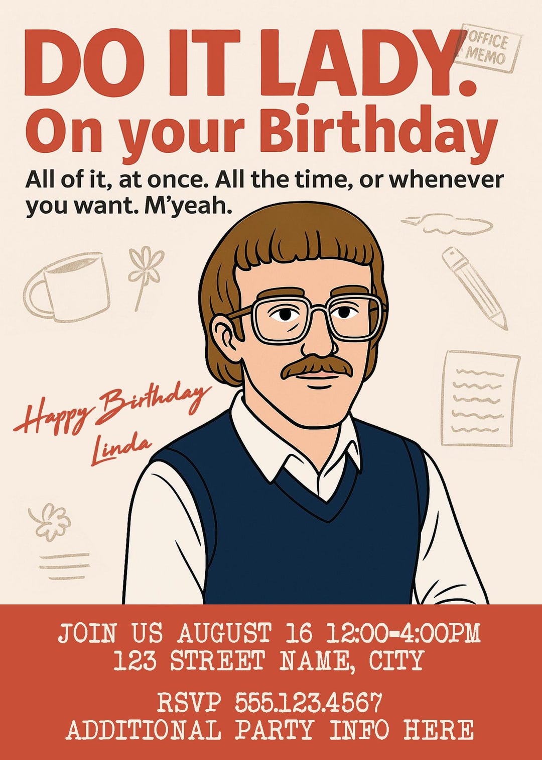 Chit Birthday Invitation/birthday Card - Do It Lady Tiktok Meme Party ...