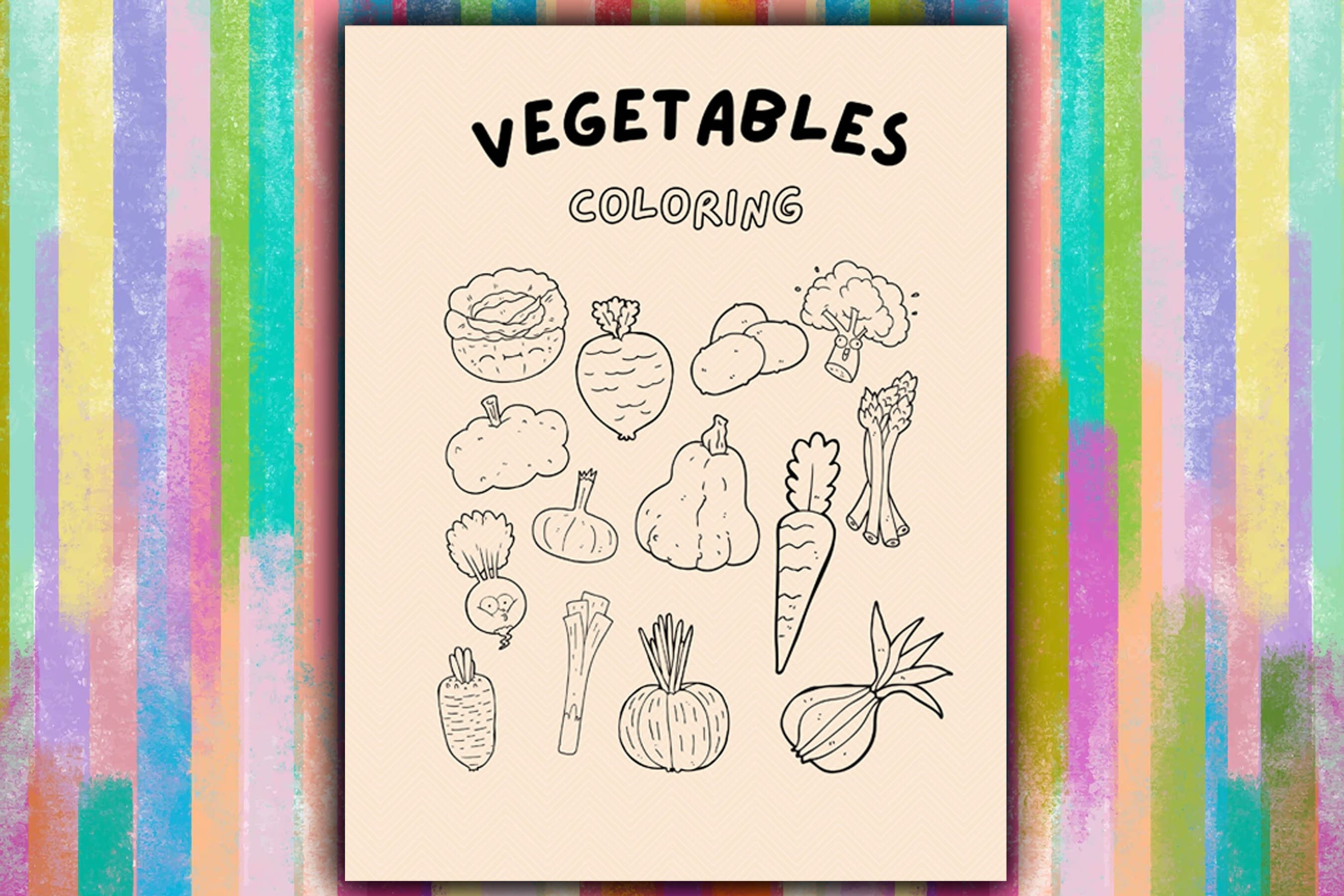 10 Printable Vegetable Coloring Pages, Instant Download, Coloring ...