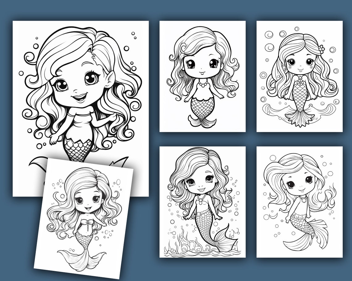 Kids Mermaid Coloring Book, Underwater Adventures Coloring Pages ...