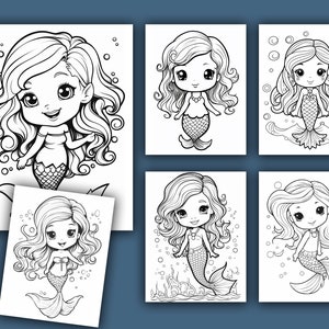 Kids Mermaid Coloring Book, Underwater Adventures Coloring Pages ...