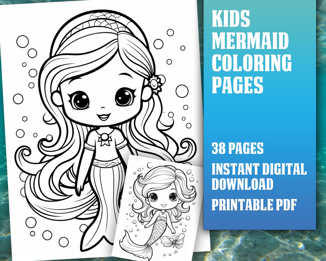 Kids Mermaid Coloring Book, Underwater Adventures Coloring Pages ...