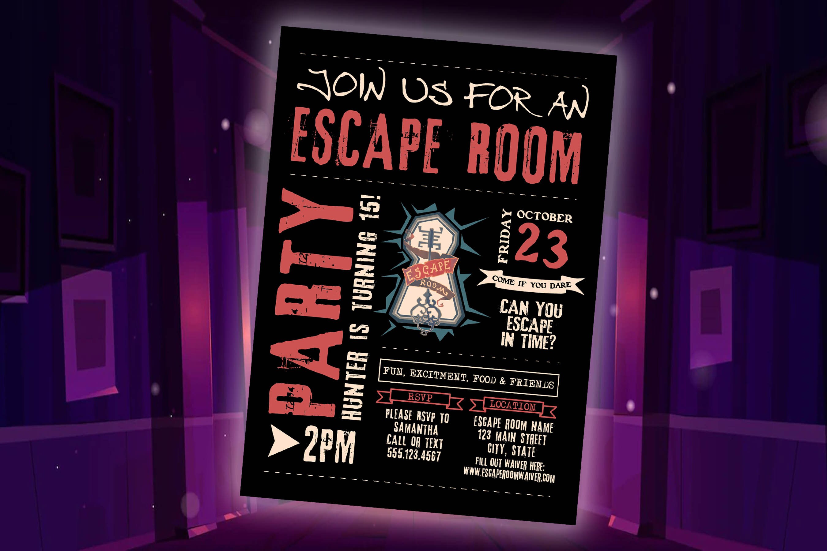 Escape Room Birthday Invitation, Escape Room, Puzzle Room Birthday ...