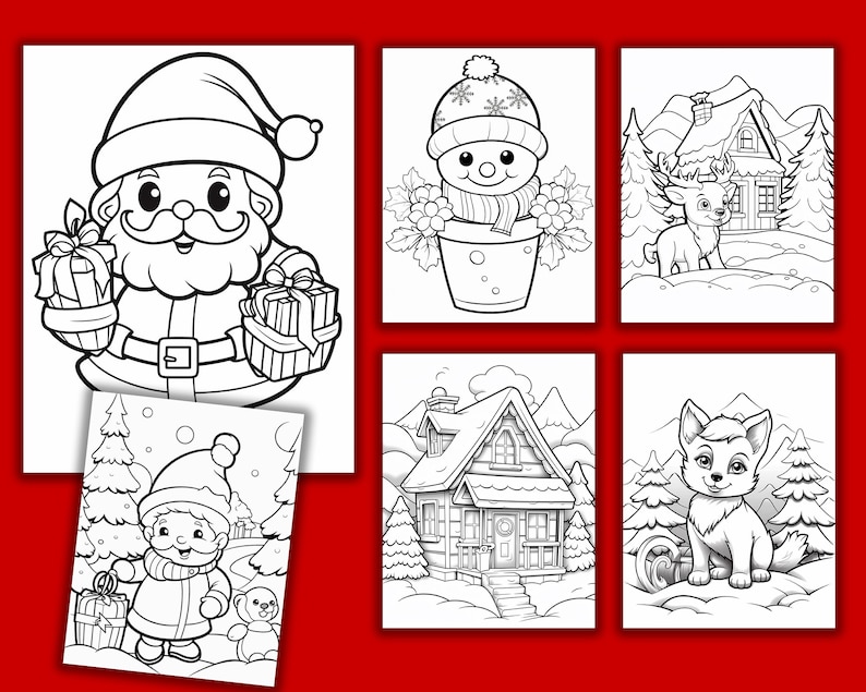 Winter Wonderland Kids Christmas Holiday Coloring Book, Festive ...