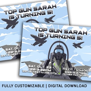 Top Gun Party Invitation, Top Gun Birthday, Fighter Jet Birthday Party ...