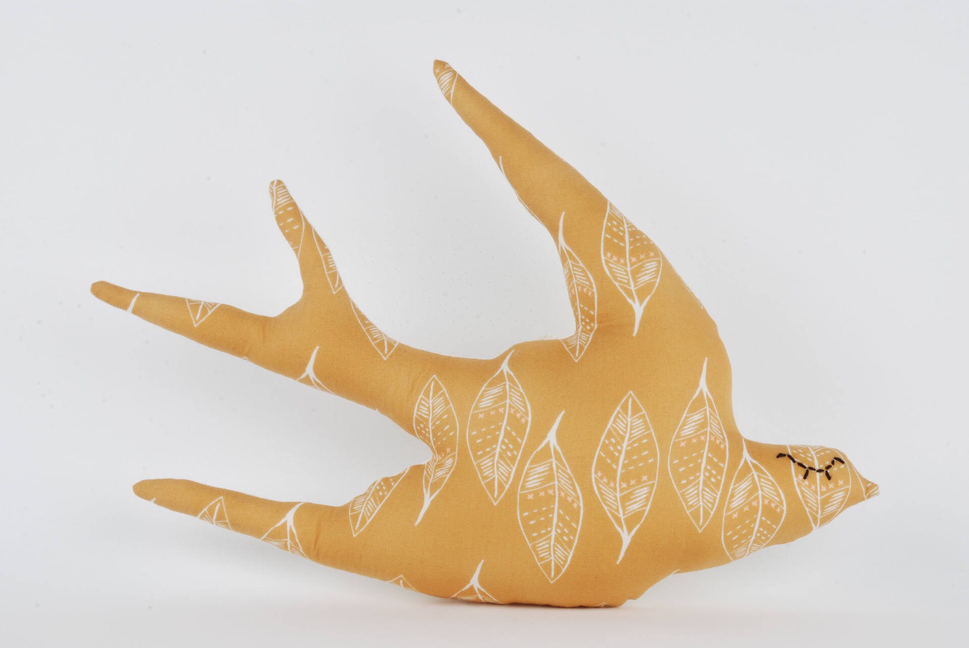 Bird Wall Fabric, Mustard Color Dotted With Small Leaves. to Hang on ...