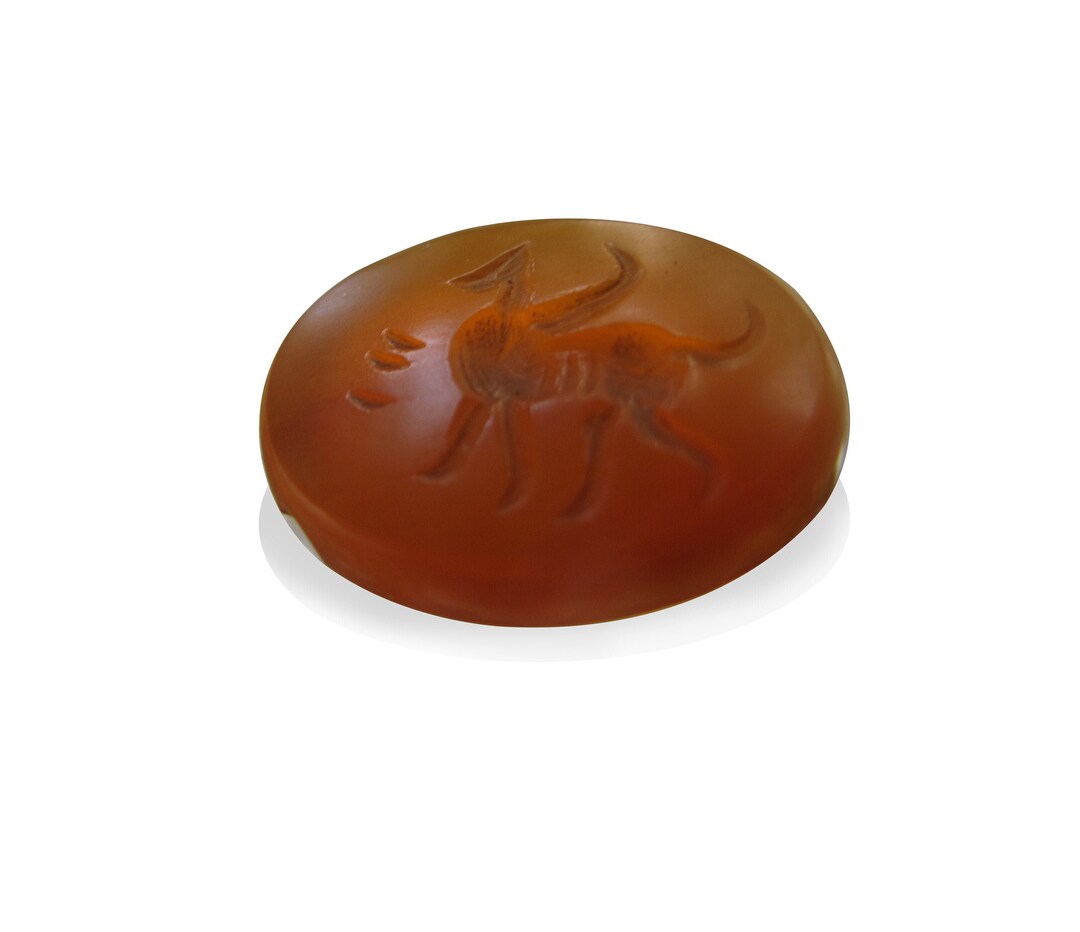 Old Carnelian Intaglio, Griffon Carving 6.60 Ct, Neo Babylon, Loos ...