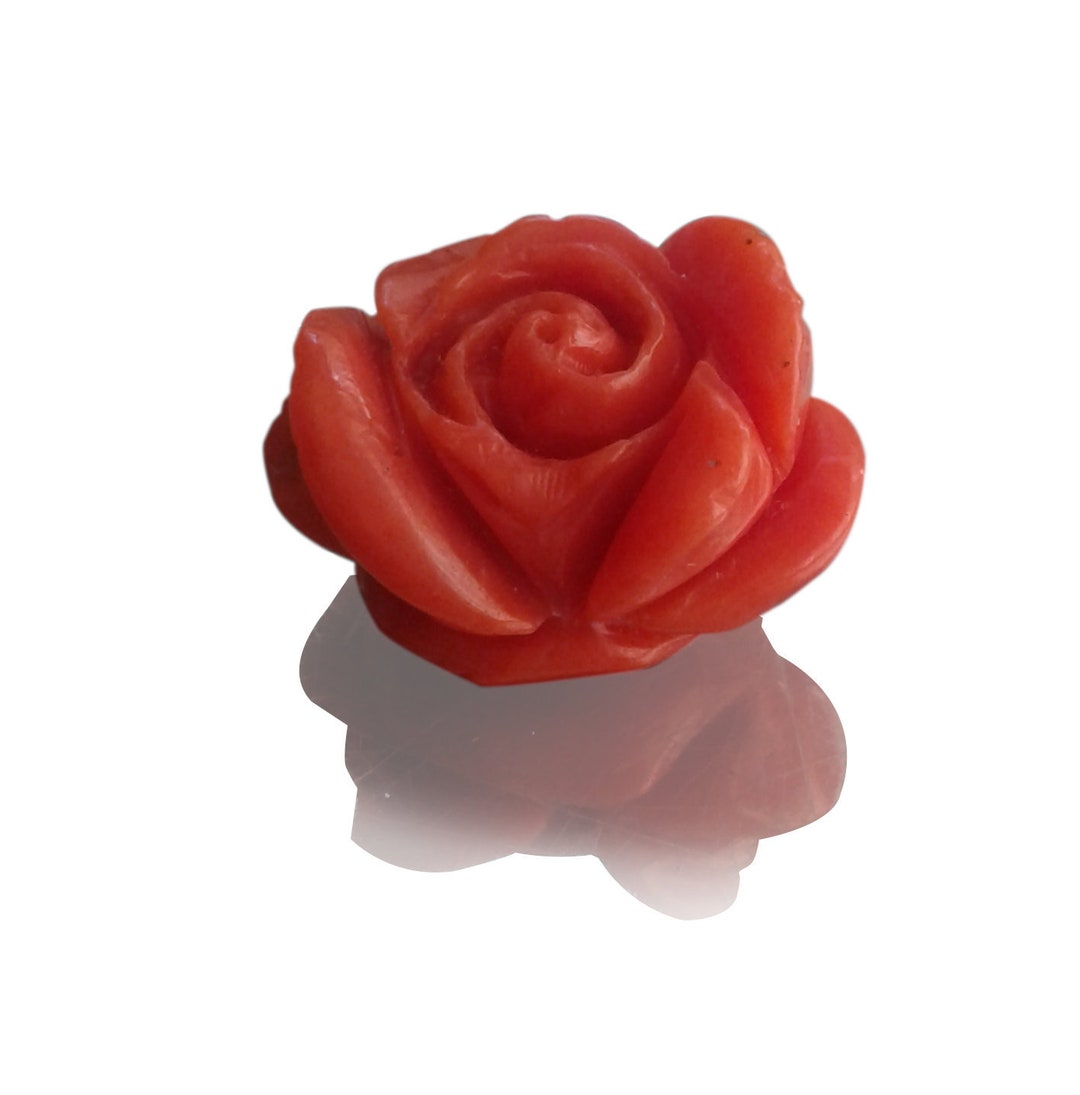 Genuine Red Coral Flower Carving 27ct, Hand Made Carving, Top Grade Red ...