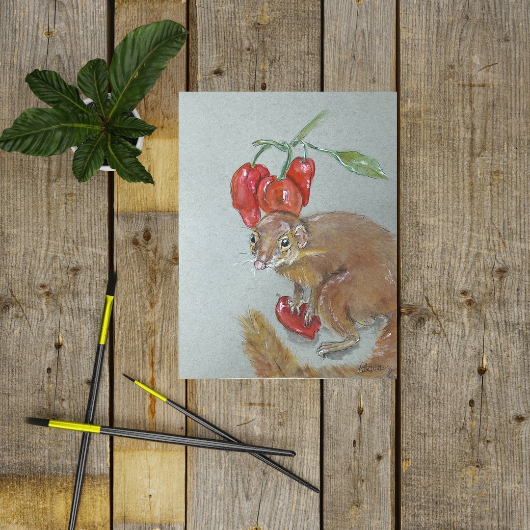 Tree Shrew Art, Ghost Pepper Art, Wildlife Painting, Gouache Painting ...