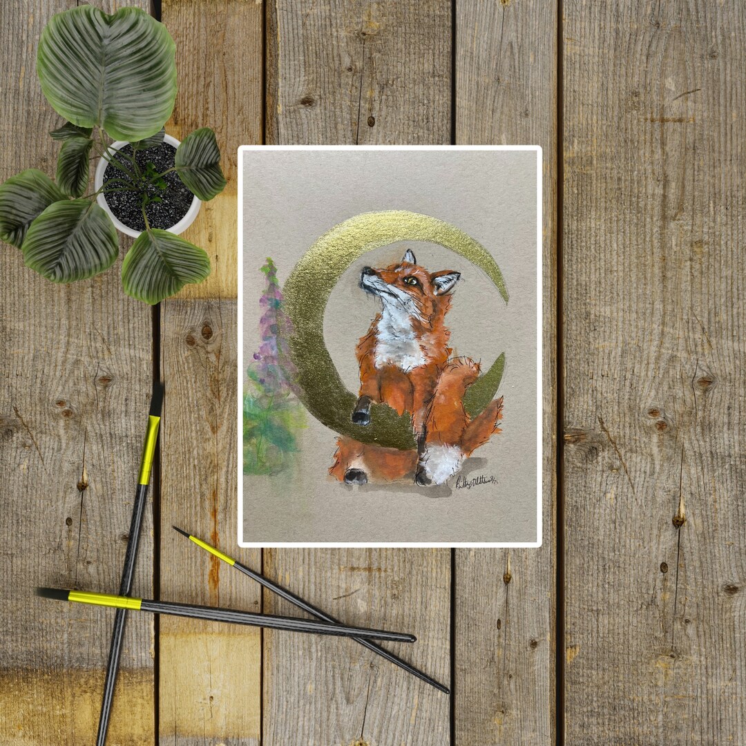 Fox Art, Cottagecore, Fox Painting, Fox Print, Art Print, Gouache Print ...