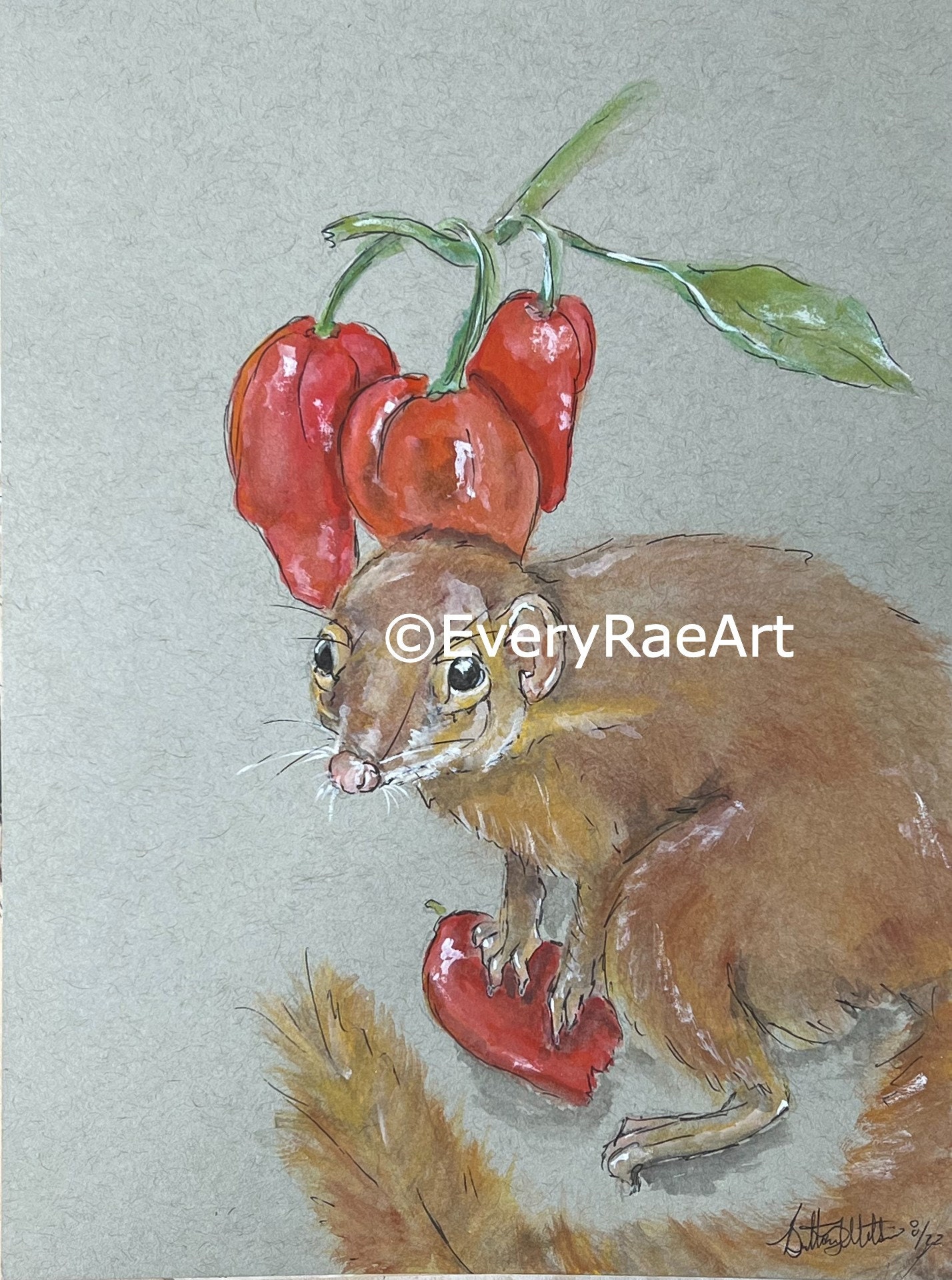 Tree Shrew Art, Ghost Pepper Art, Wildlife Painting, Gouache Painting ...