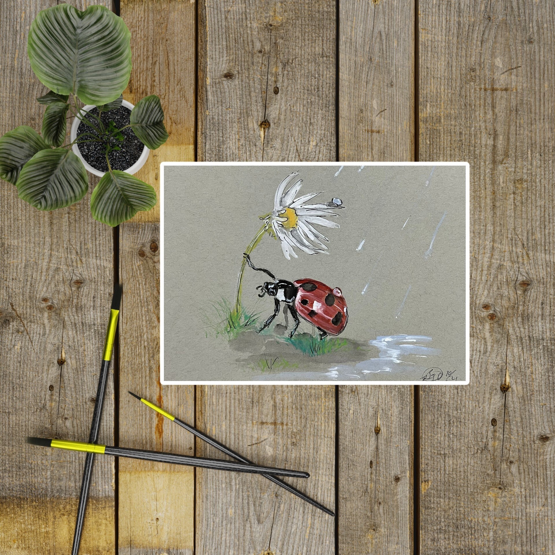 Ladybug Print Ladybug Art Botanical Print Bug Art Art - Etsy