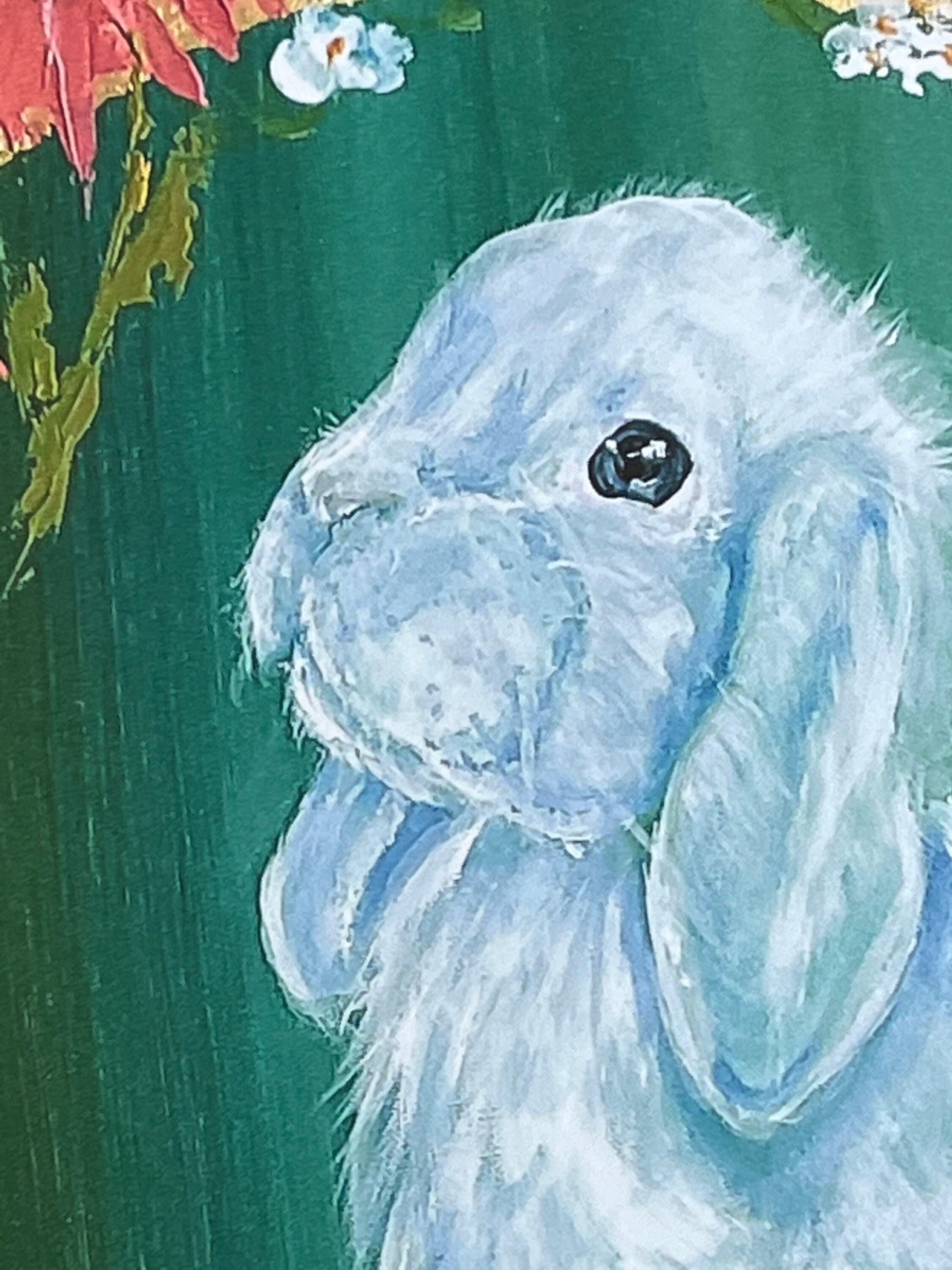 Bunny Print, Rabbit Art, Moon Art, Moon Painting, Floral Artwork ...